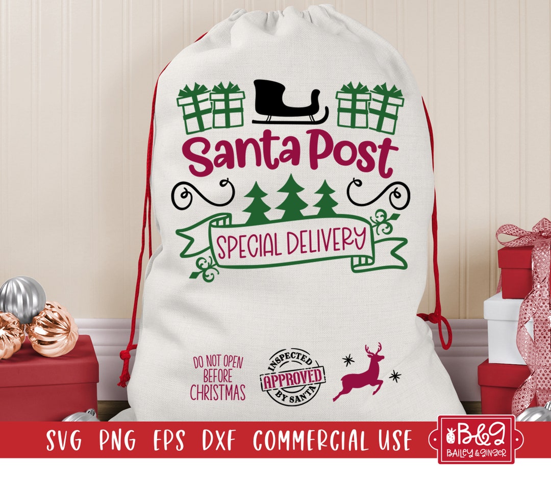 Santa Sack SVG Cut File - Santa Post Christmas Bag for Gifts SVG Cut ...