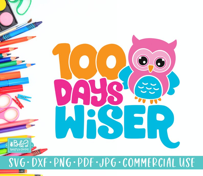 Cute Owl 100 Days of School SVG Cut File Funny 100 Days Wiser - Etsy