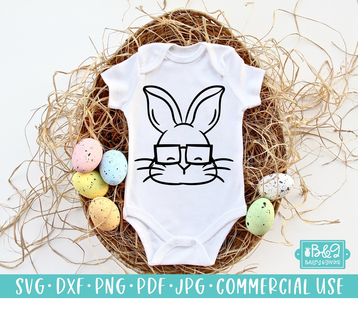 Bunny Face SVG Bunny With Glasses SVG Cut File for T Shirts - Etsy