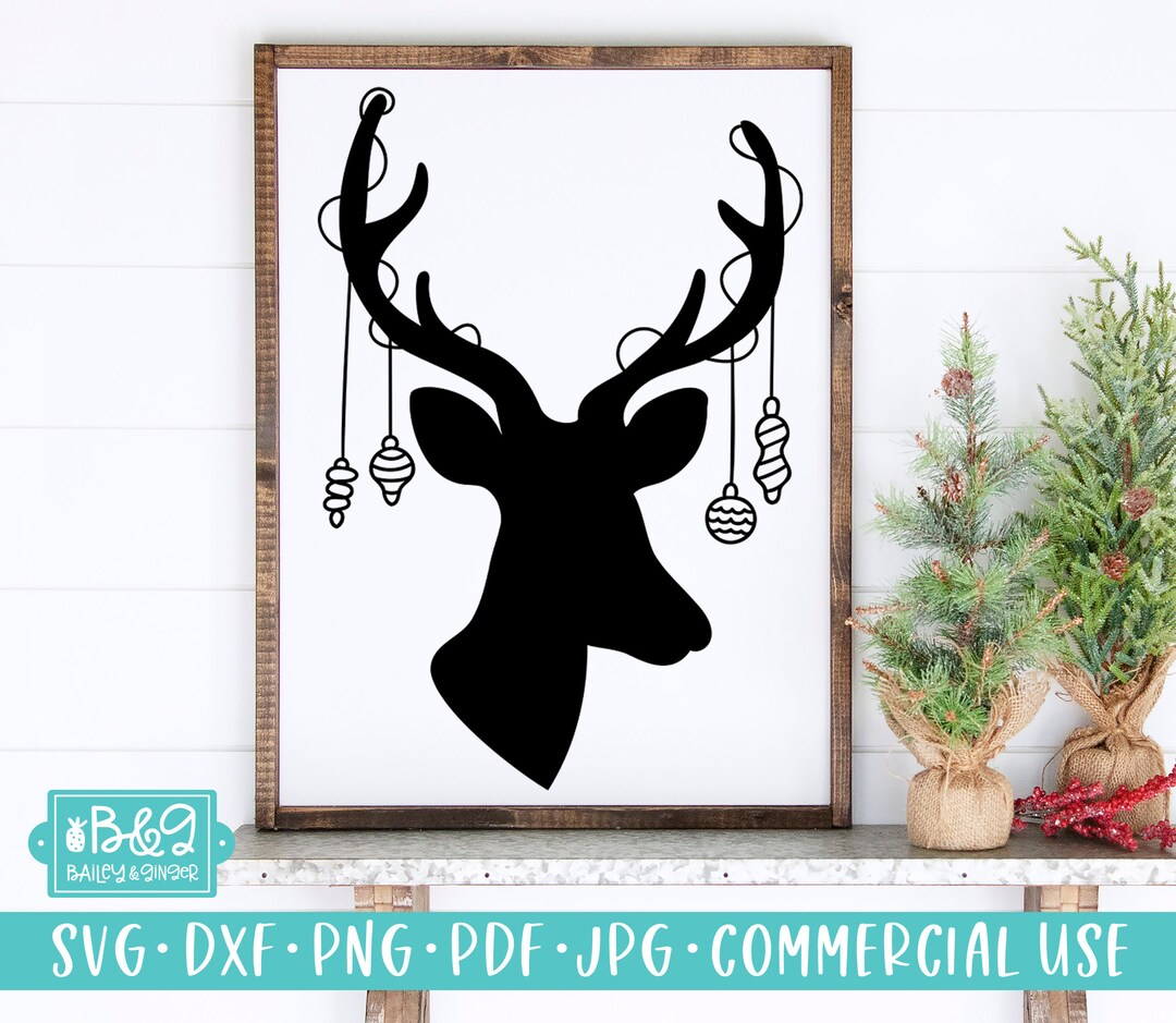 Reindeer SVG, Christmas Sign SVG Cut File, Commercial Use SVG ...