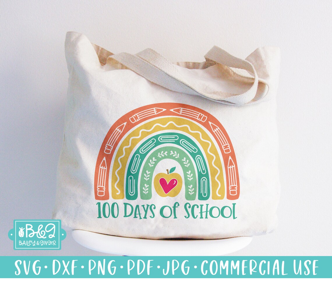 Cute Rainbow 100 Days of School SVG Cut File 100 Days of - Etsy