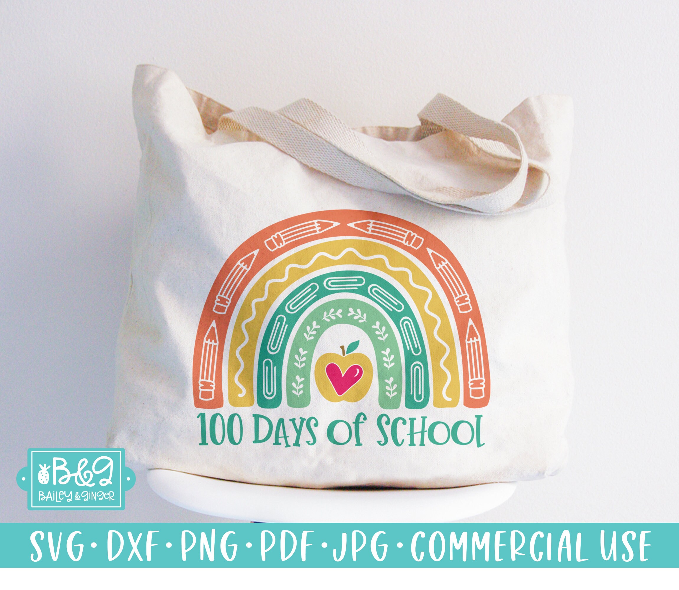Cute Rainbow 100 Days of School SVG Cut File, 100 Days of School SVG ...