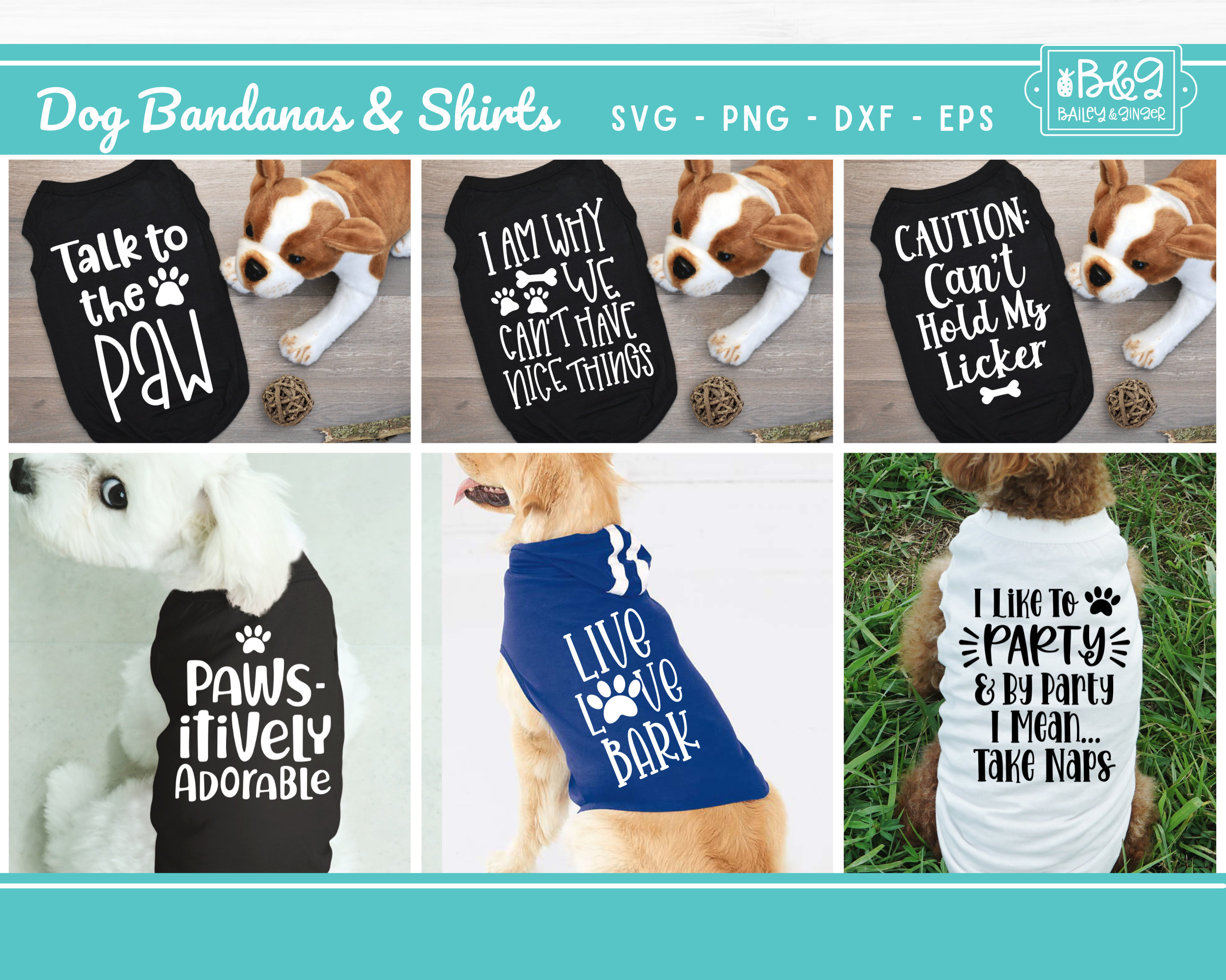 Dog SVG Bundle - Dog Bandana and Shirt SVG Cut File Bundle, Commercial ...