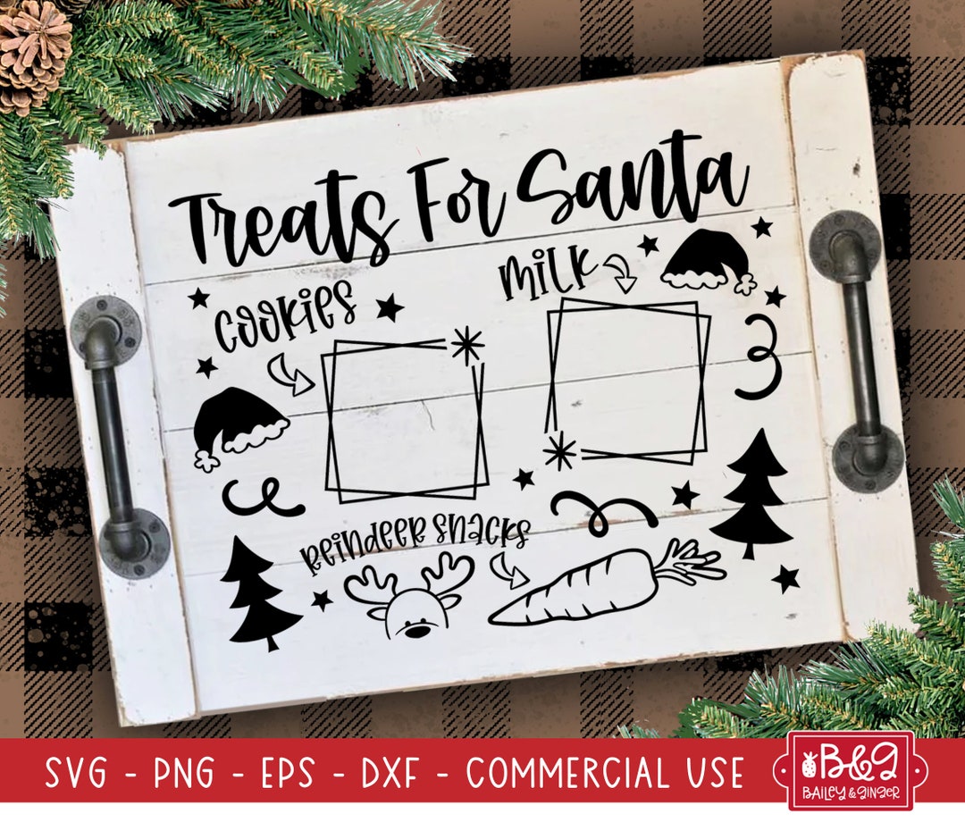 Christmas Santa Tray SVG - Treats for Santa DIY Milk and Cookies for ...