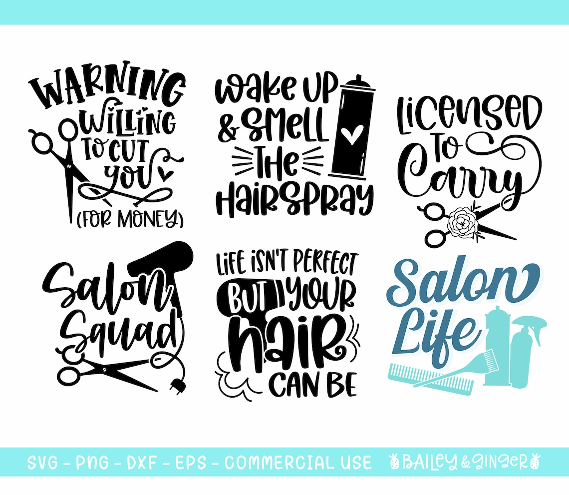 Hairdresser SVG Bundle, Hair Stylist SVG Bundle, Commercial Use SVG Cut ...
