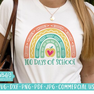 Cute Rainbow 100 Days of School SVG Cut File, 100 Days of School SVG ...