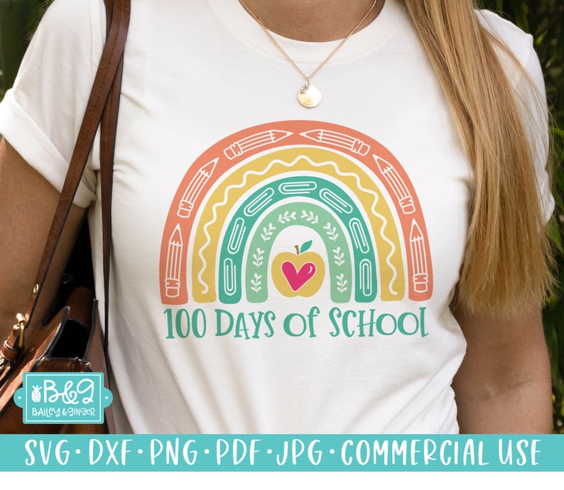 Cute Rainbow 100 Days of School SVG Cut File 100 Days of - Etsy