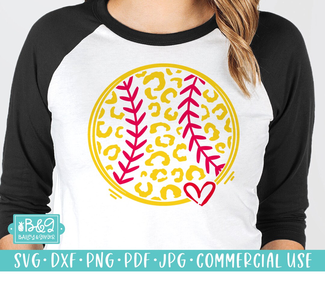 Leopard Print Softball With Heart SVG for Shirts, Personal and ...