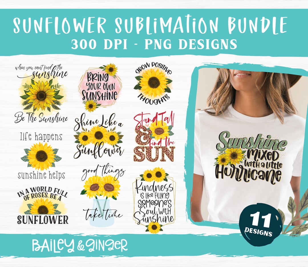 Sunflower Sublimation Bundle - Sunflower Sublimation Designs - PNG ...