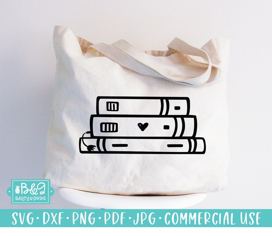 Stack of Books SVG Cut File Book Lover SVG Cut File, Commercial Use Cut ...