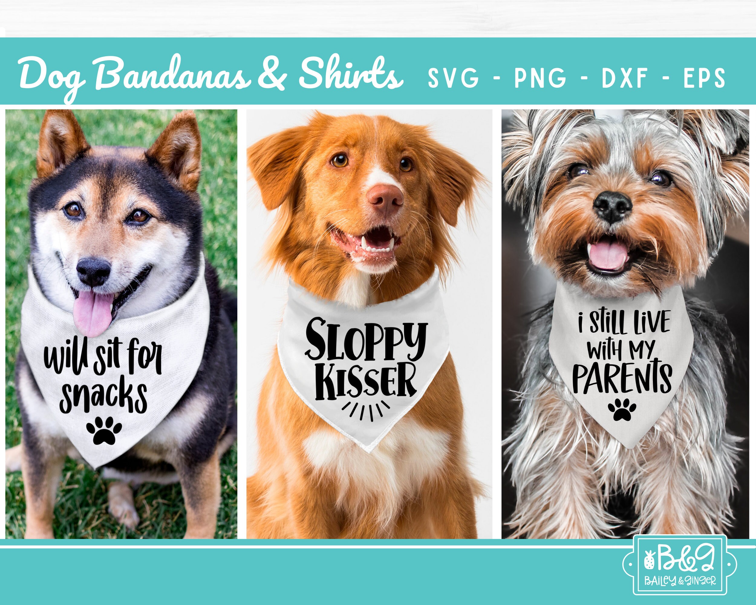Dog SVG Bundle - Dog Bandana and Shirt SVG Cut File Bundle, Commercial ...