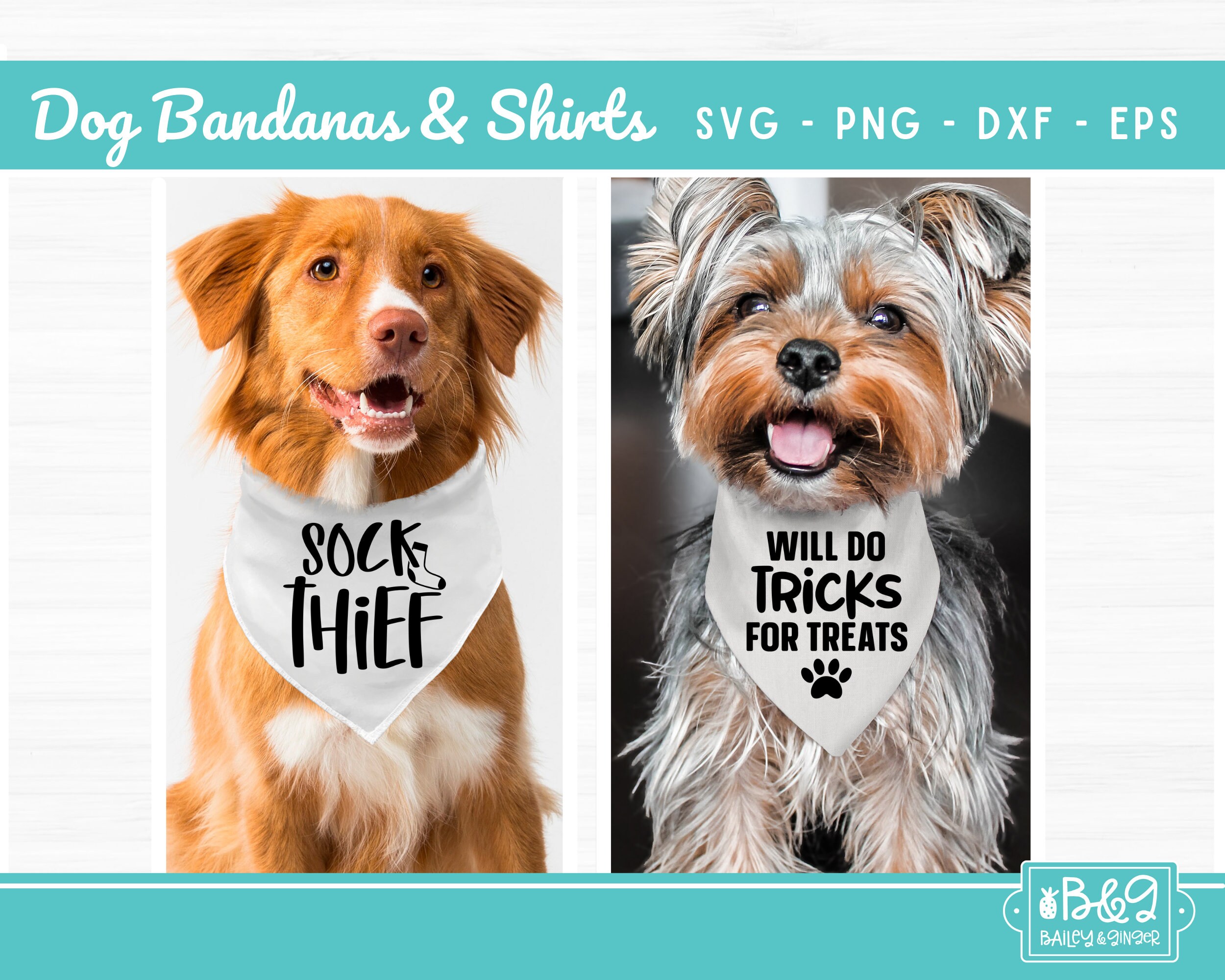 Dog SVG Bundle - Dog Bandana and Shirt SVG Cut File Bundle, Commercial ...