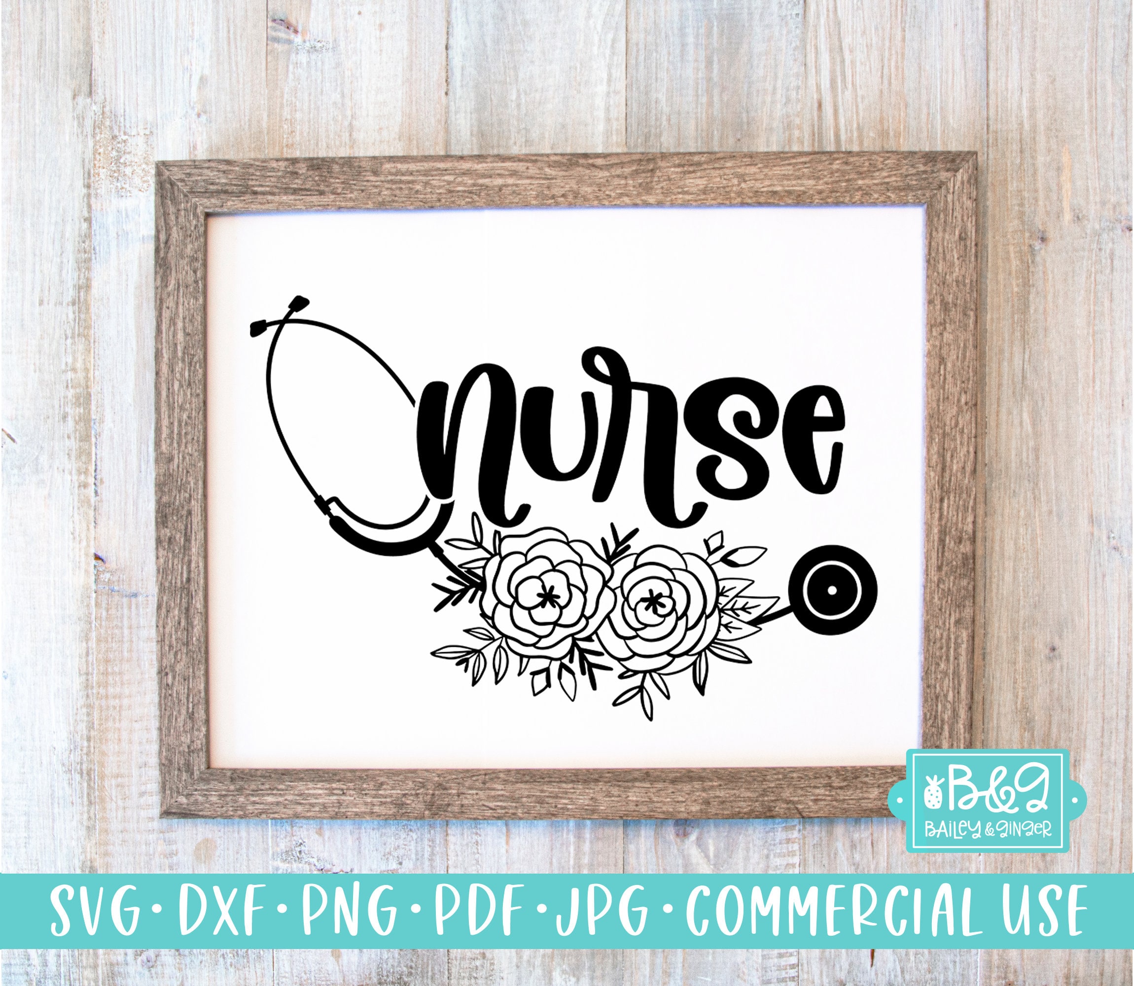 Floral Nurse SVG File, Cute Nurse With Stethoscope and Flowers ...