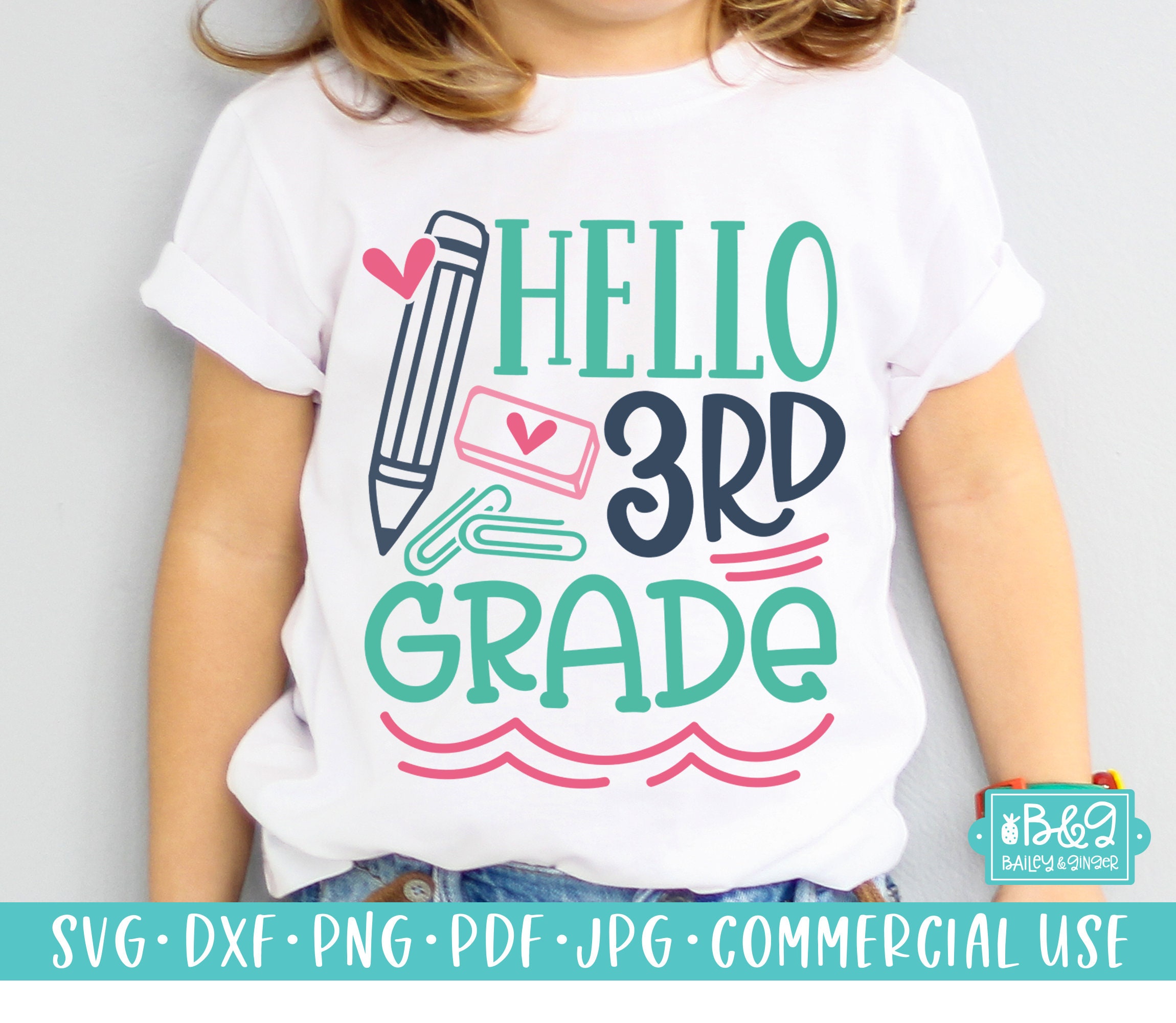 Hello 3rd Grade SVG 1st Day of School Back to School SVG for - Etsy