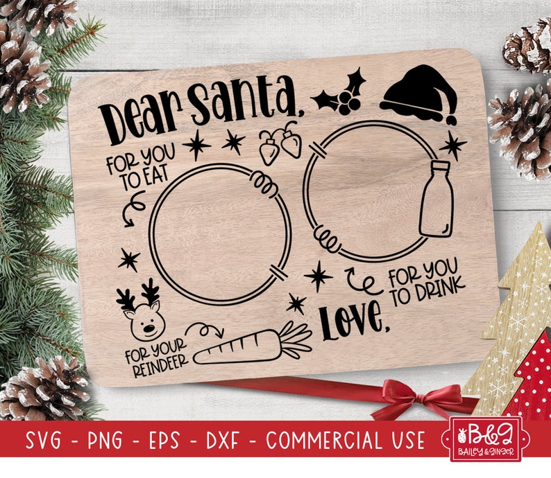 Dear Santa Christmas Tray SVG - Dear Santa DIY Milk and Cookies for ...