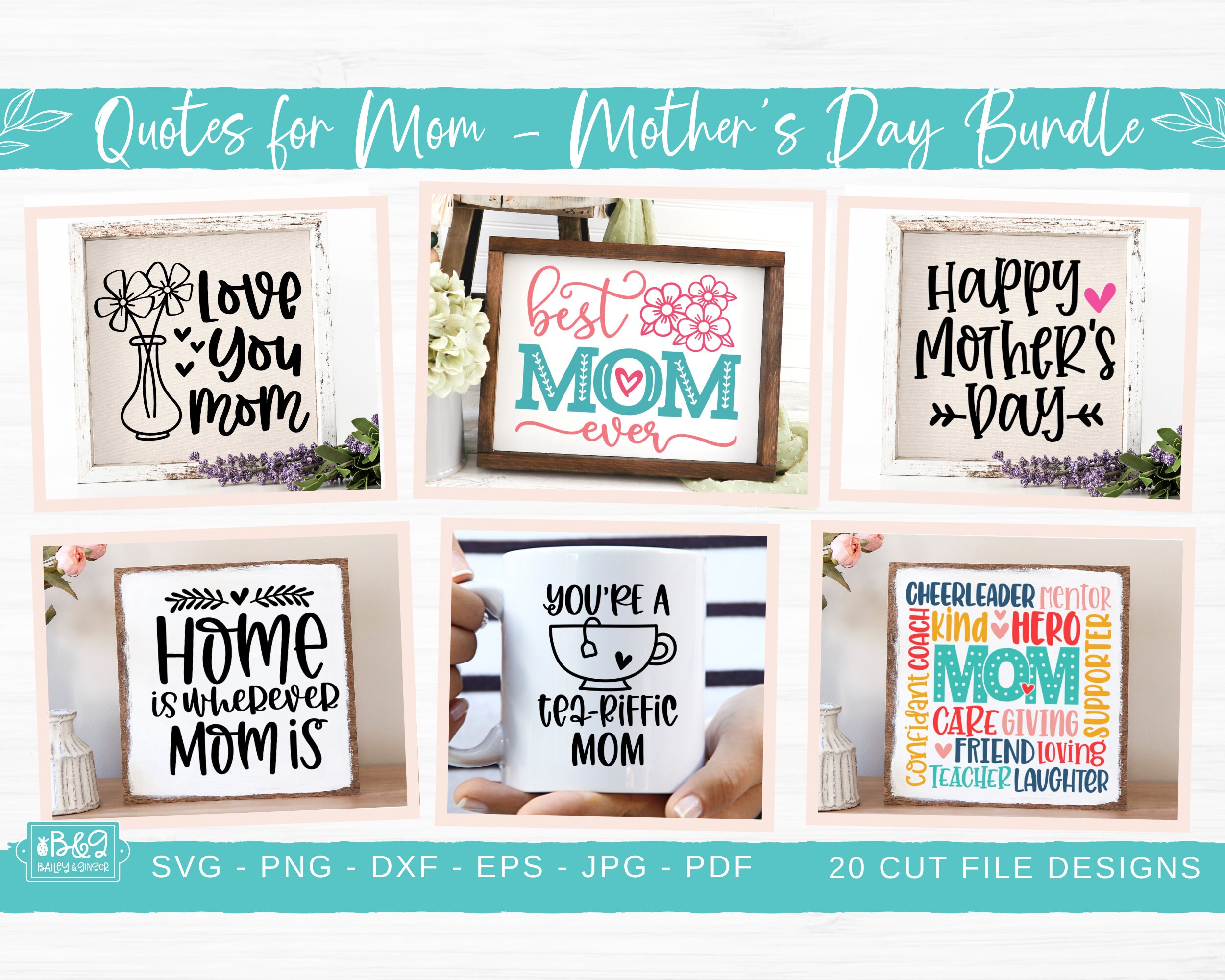 Mothers Day SVG Bundle, Mom SVG Bundle, Gifts for Mom Commercial Use ...