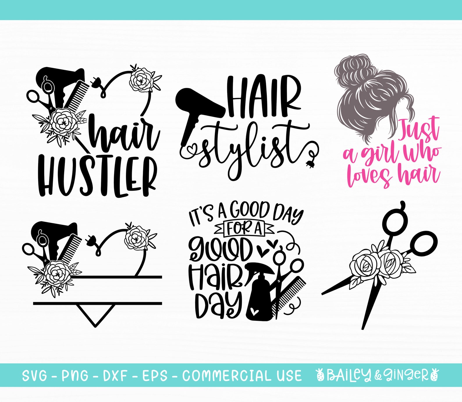 Hairdresser SVG Bundle, Hair Stylist SVG Bundle, Commercial Use SVG Cut ...