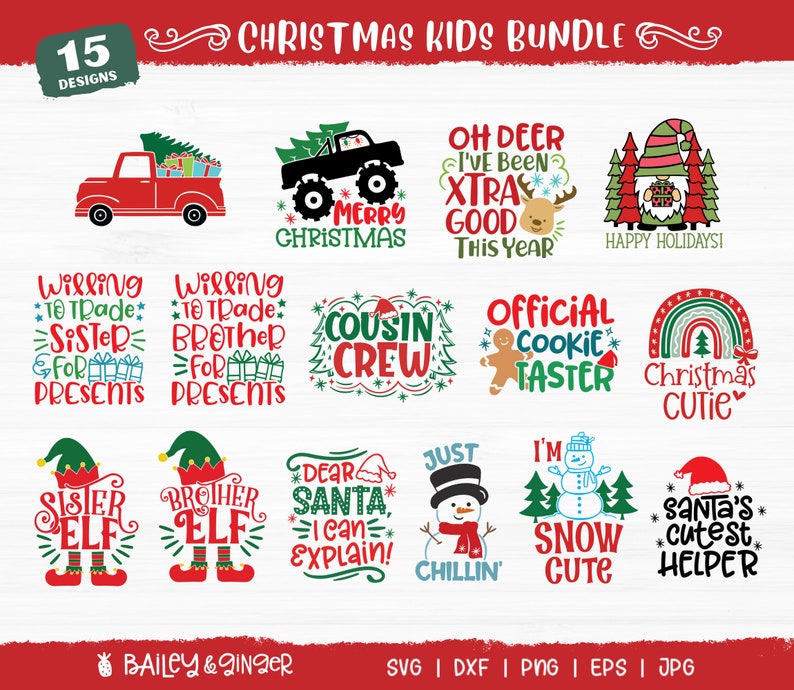 Kids Christmas SVG Bundle Kids Christmas Shirt SVG Cut | Etsy