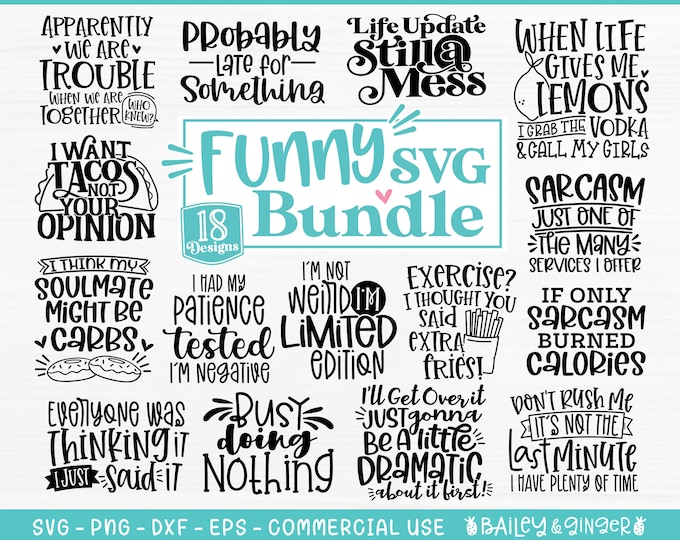 Funny SVG Bundle Funny & Sarcastic SVG Files for Cricut and - Etsy