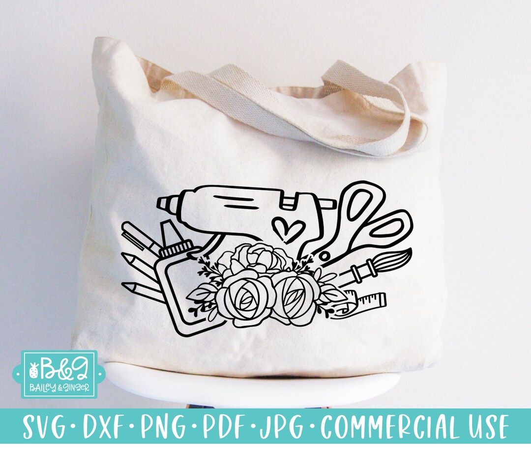 Floral Craft Tools - Crafting SVG - Glue Gun, Scissors, Paintbrush SVG ...