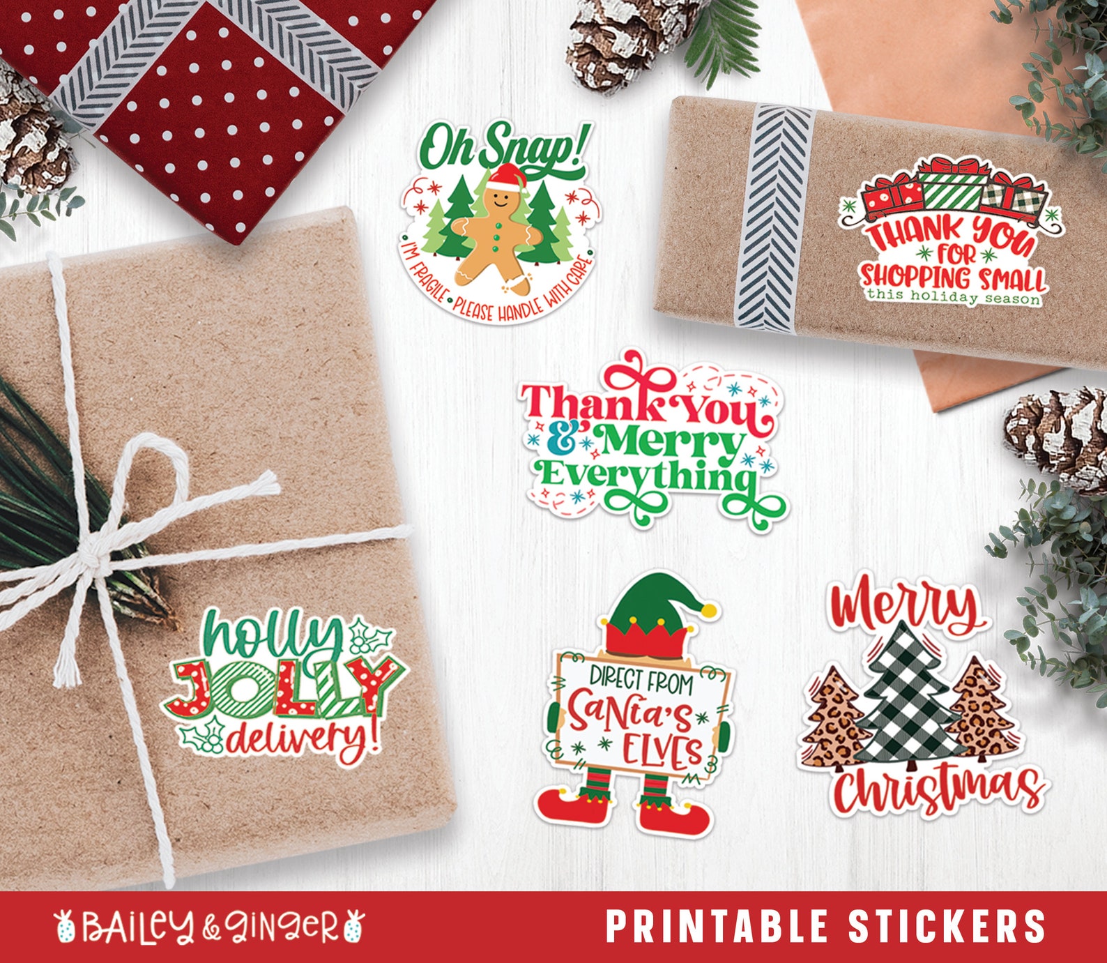 Printable Christmas Small Business Stickers PNG Stickers - Print and ...