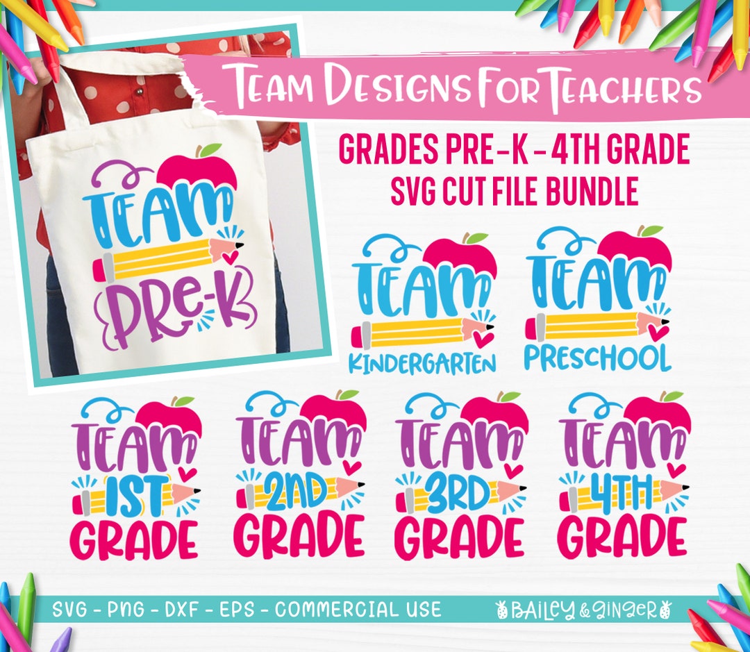 Team Teacher SVG Cut File Bundle, 1st Day of School, Back to School ...
