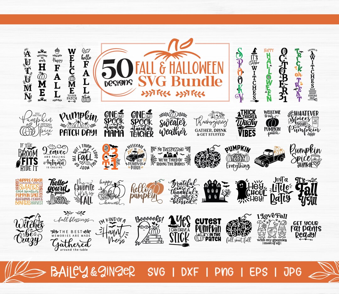 Fall & Halloween SVG Bundle, Autumn SVG Cut Files, Commercial Use SVG ...