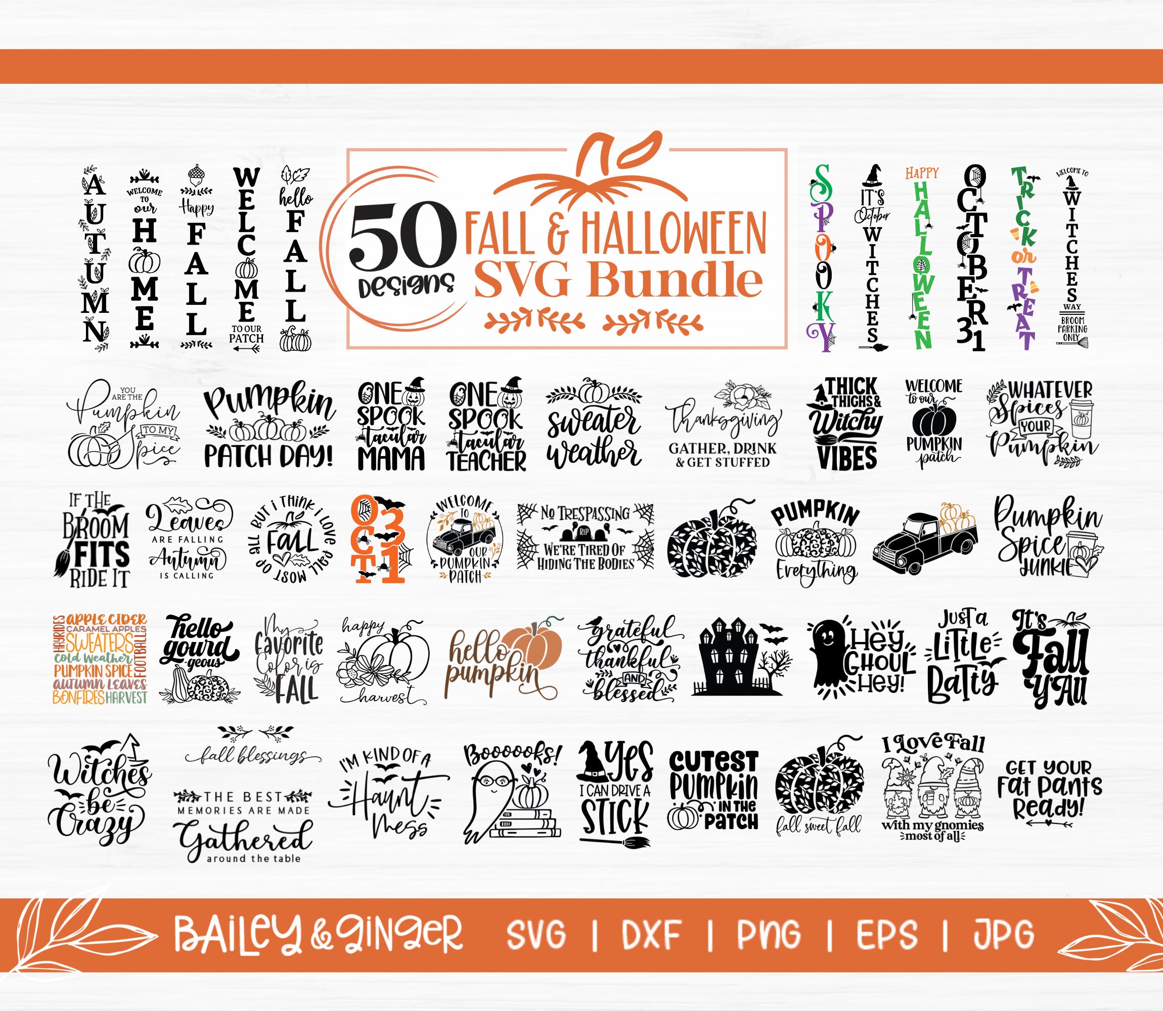 Fall & Halloween SVG Bundle Autumn SVG Cut Files Commercial | Etsy