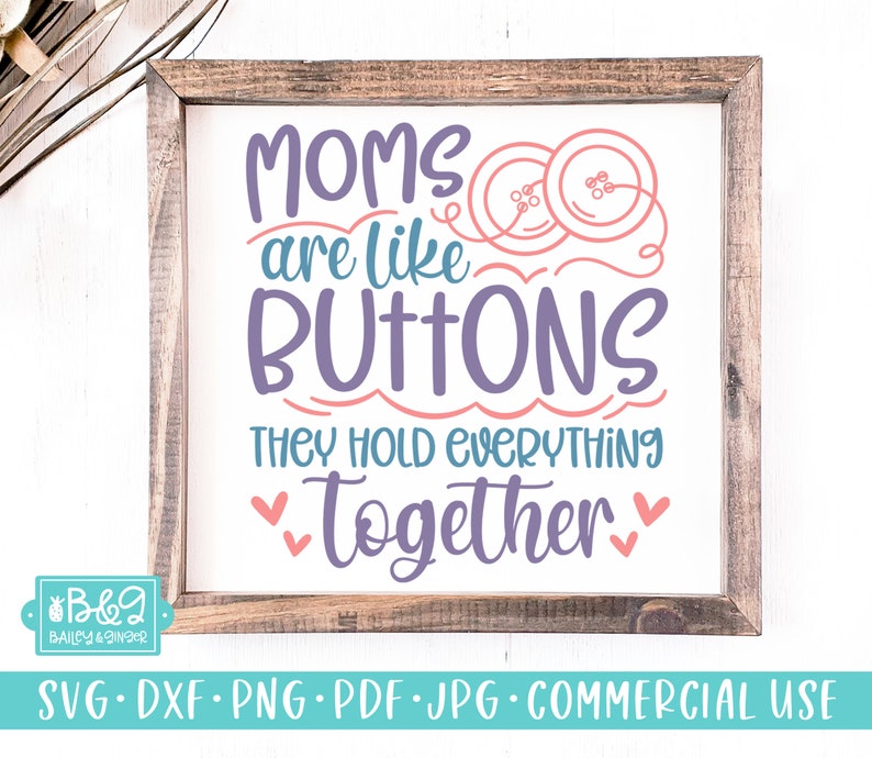 Moms Are Like Buttons, Mothers Day SVG, Gift for Mom SVG, Commercial ...