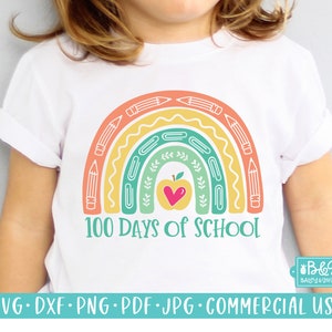 Cute Rainbow 100 Days of School SVG Cut File, 100 Days of School SVG ...