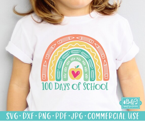 Cute Rainbow 100 Days of School SVG Cut File 100 Days of | Etsy