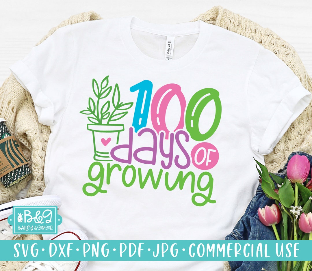 100 Days of School SVG Cut File, Cute 100 Days of Growing SVG for ...