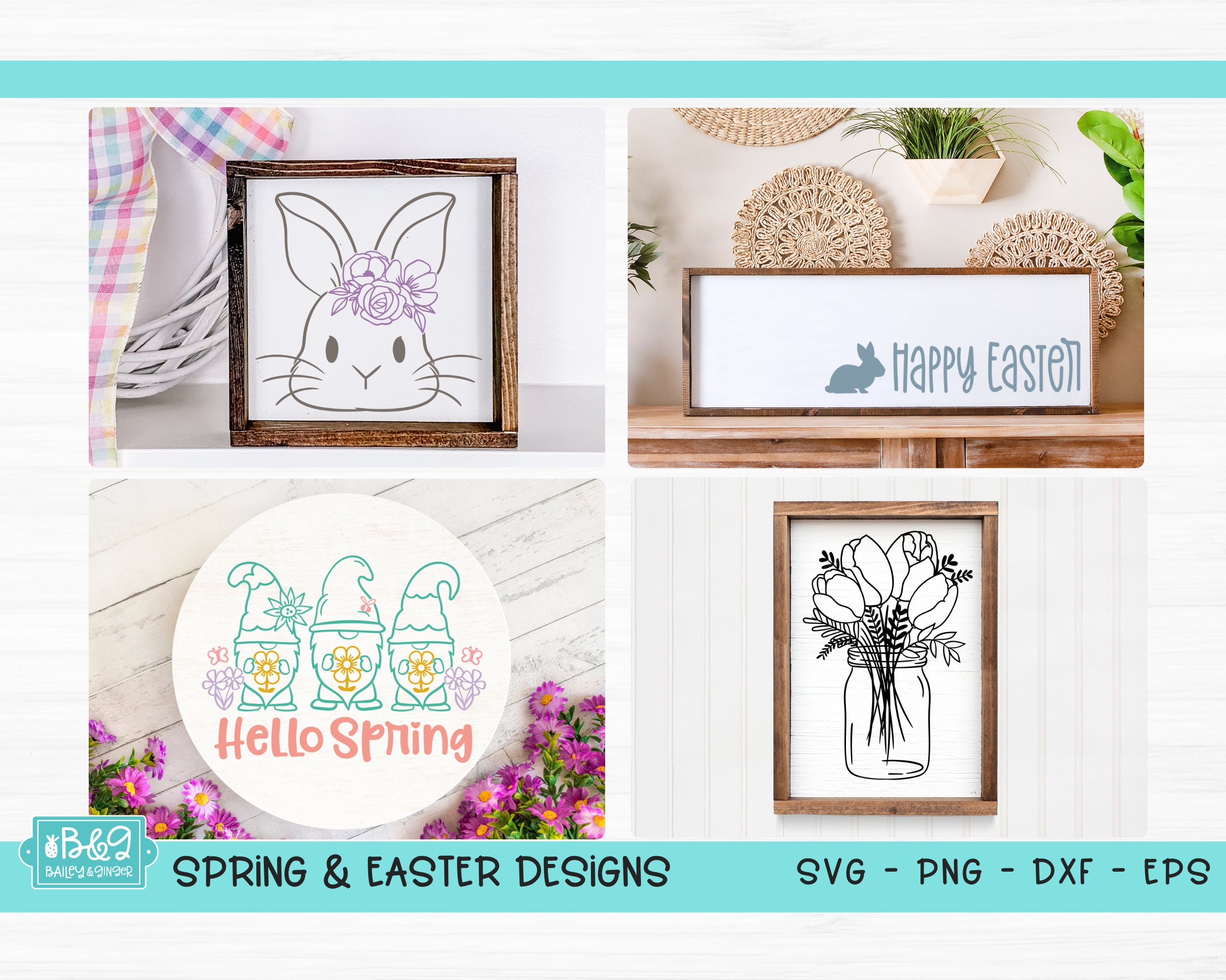 Spring & Easter SVG Bundle - Designs for Spring Signs and Easter ...