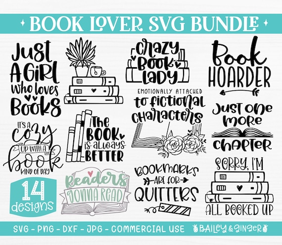 Book Lover Svg Bundle Reading Quotes And Graphics Svg Bundle Etsy