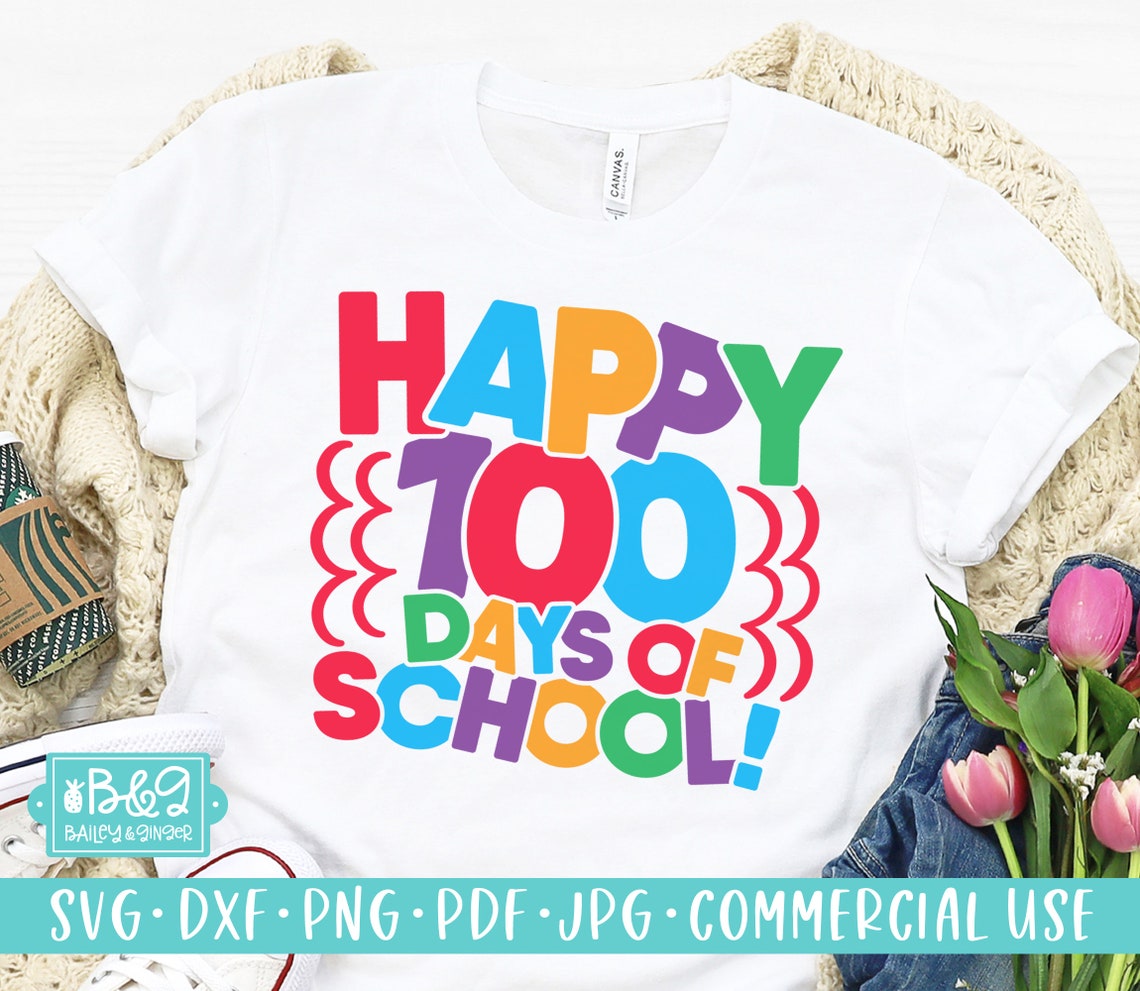 Colorful 100 Days of School SVG Cut File Commercial Use SVG | Etsy