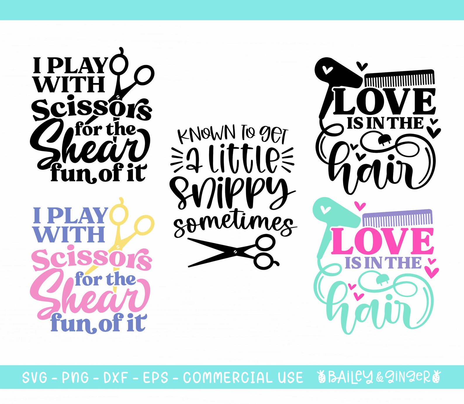Hairdresser SVG Bundle, Hair Stylist SVG Bundle, Commercial Use SVG Cut ...