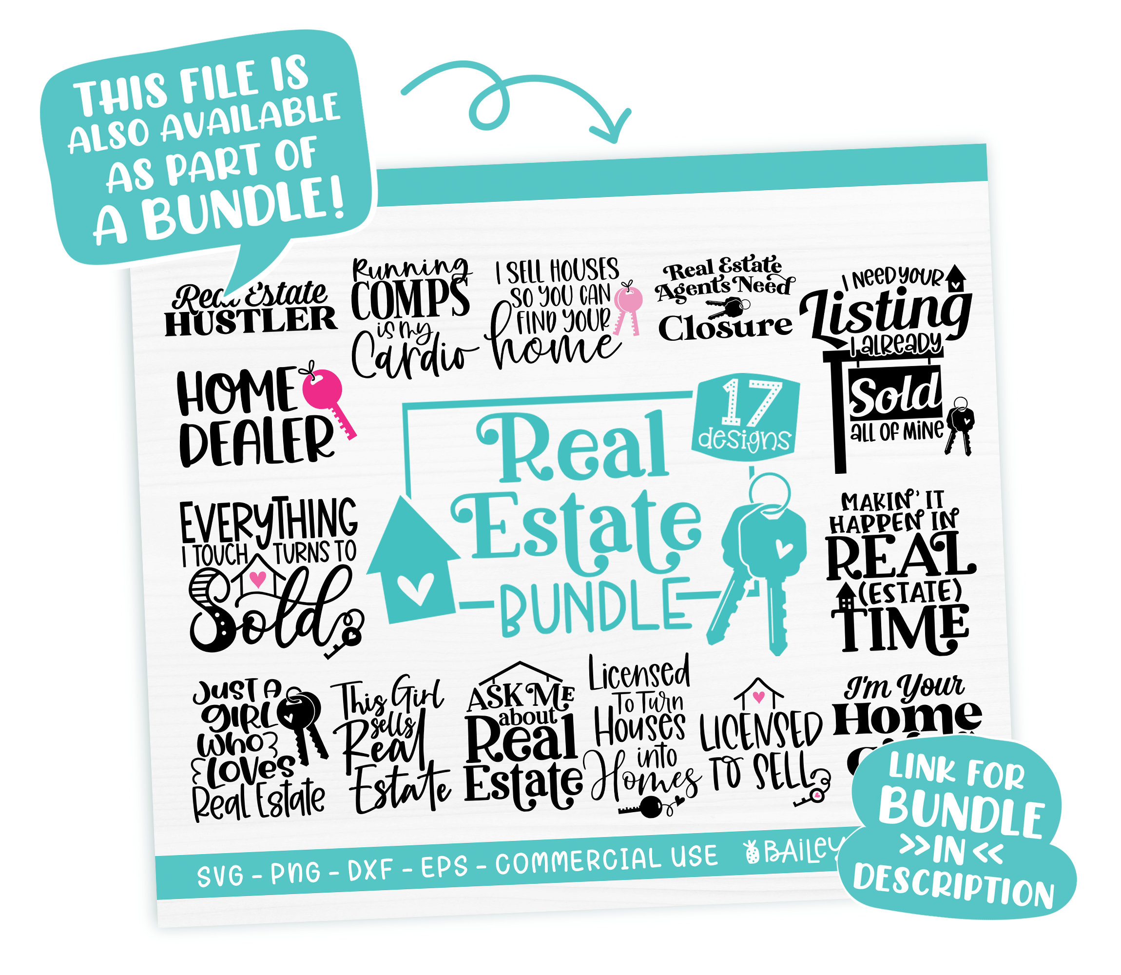 Real Estate Agent SVG Cutting File Licensed Houses to Homes | Etsy