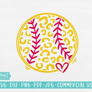 Leopard Print Softball With Heart SVG for Shirts, Personal and ...