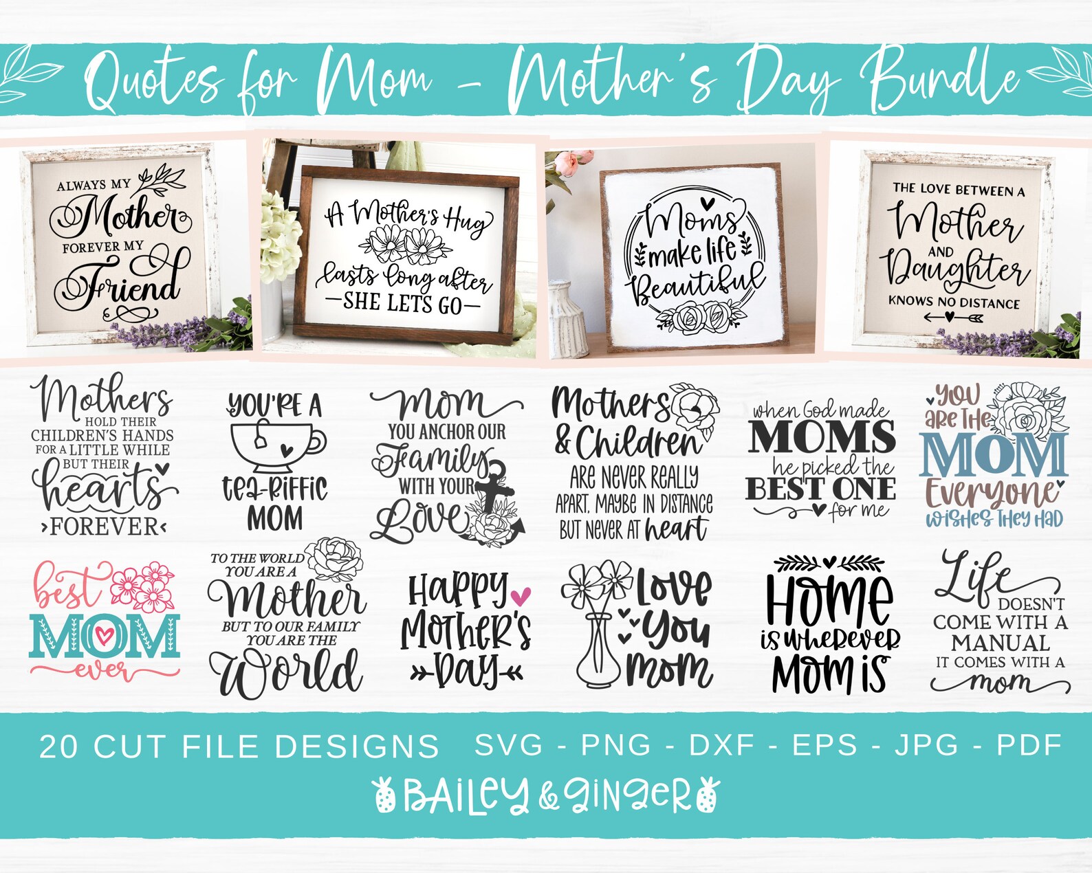 Mothers Day SVG Bundle, Mom SVG Bundle, Gifts for Mom Commercial Use ...