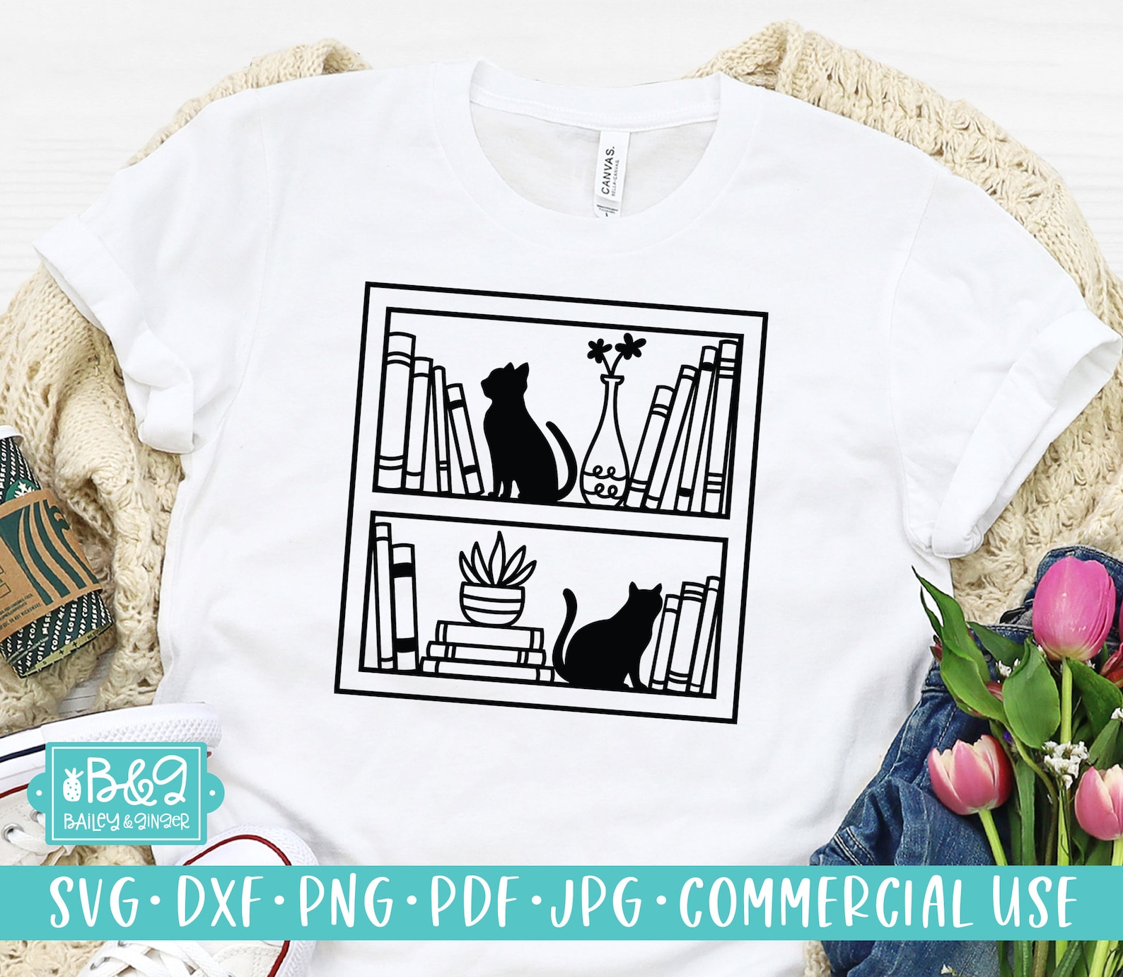 Cute Bookshelf Books and Cats SVG Cutting File, Book Lover SVG, Teacher ...