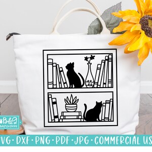 Cute Bookshelf Books and Cats SVG Cutting File, Book Lover SVG, Teacher ...