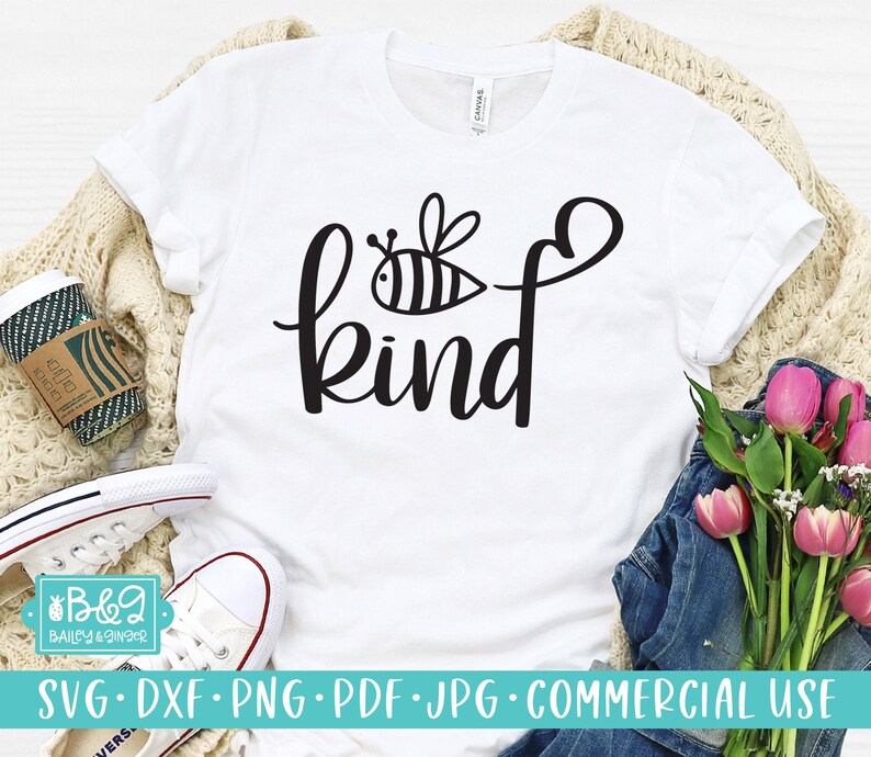 Bee Kind SVG Cutting File, Hand Lettered Quote SVG With Cute Bee ...