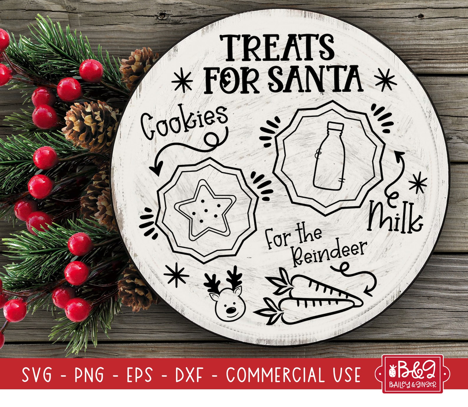 Christmas Santa Tray SVG Bundle DIY Milk and Cookies for - Etsy