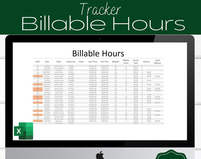 Billable Hours Tracker Template Excel, PDF, Word Bundle Associate ...