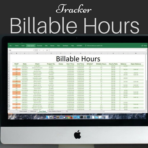 Billable Hours Tracker Template Excel PDF Word Bundle - Etsy