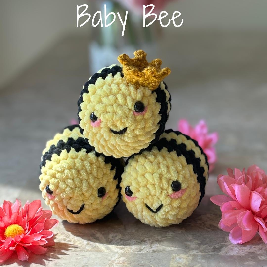 Baby Bee Plushie - Handmade Crochet Gift | Loot Bag, Room Decor ...