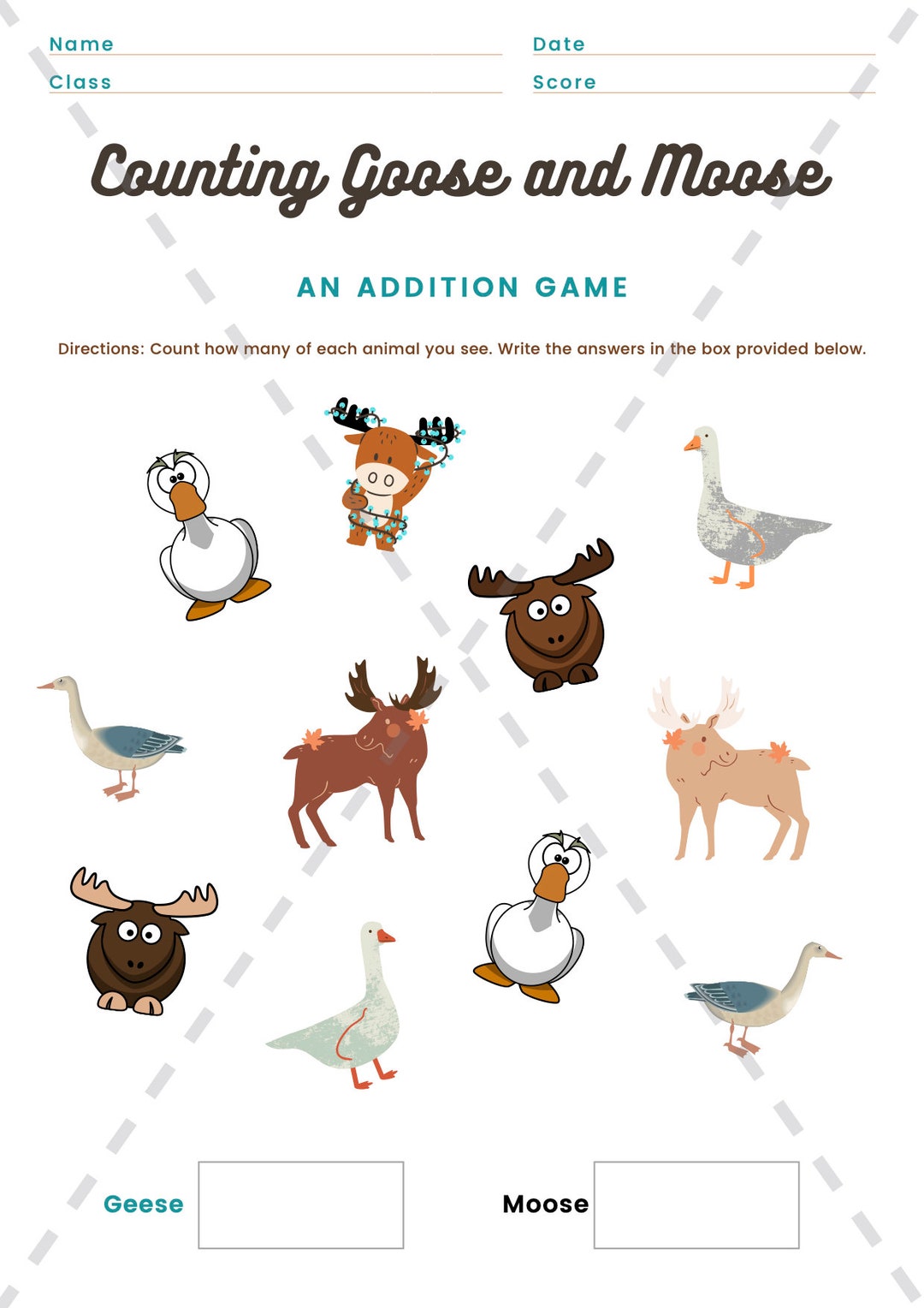 Kids Learning Activity. Counting Goose and Moose - Etsy