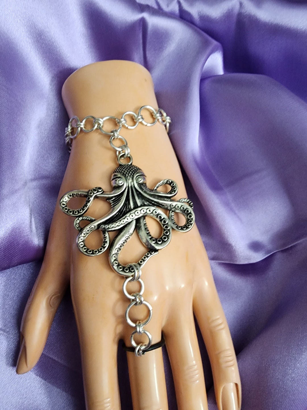 Silver Chainmaille Slave Ring With Octopus Pendant Wire - Etsy