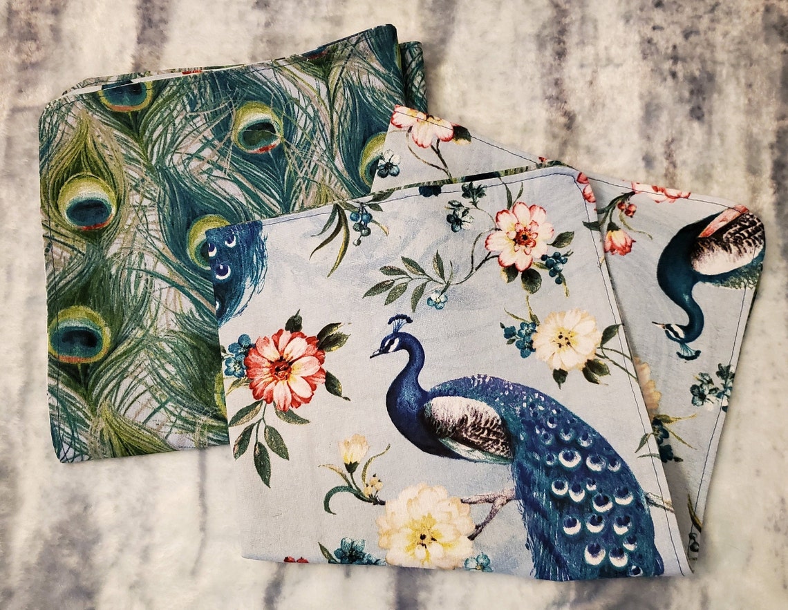 Four Peacock Two-layer Cotton Cloth Napkins Fabric Napkins - Etsy