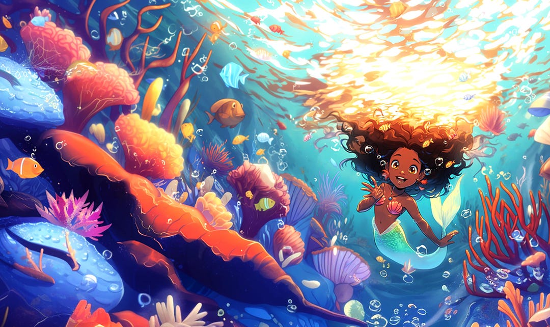 54 Black Mermaid Coloring Pages | Afro Mermaid Digital Download ...